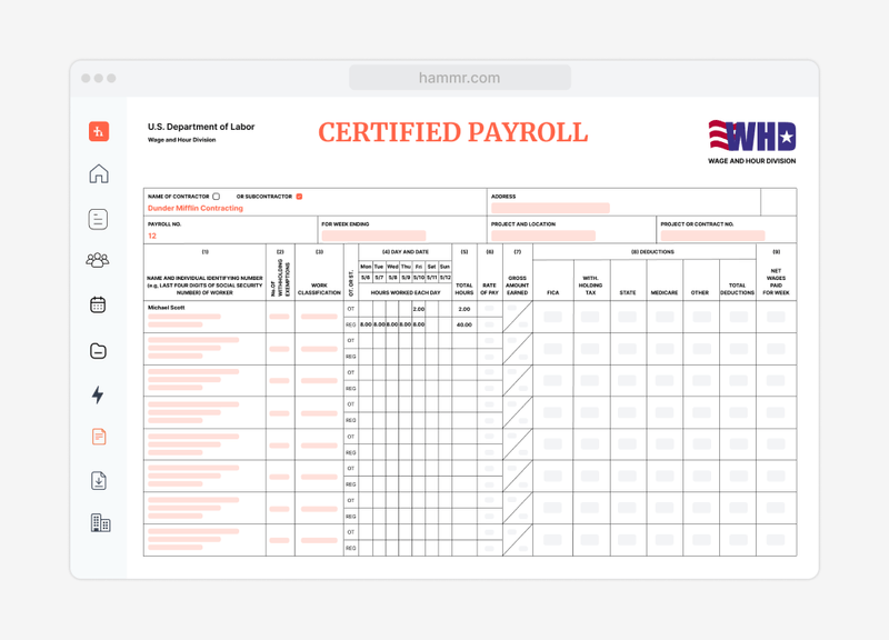 Construction Payroll Software - Prevailing Wage, Union & Compliance | Hammr